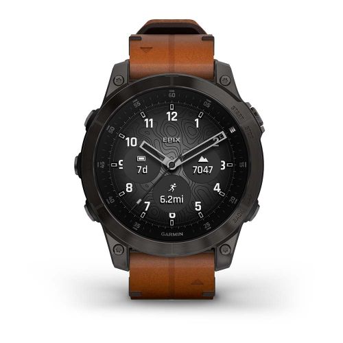 Garmin Epix Sapphire - Black Titanium With Chestnut Leather Band | AMJ ...