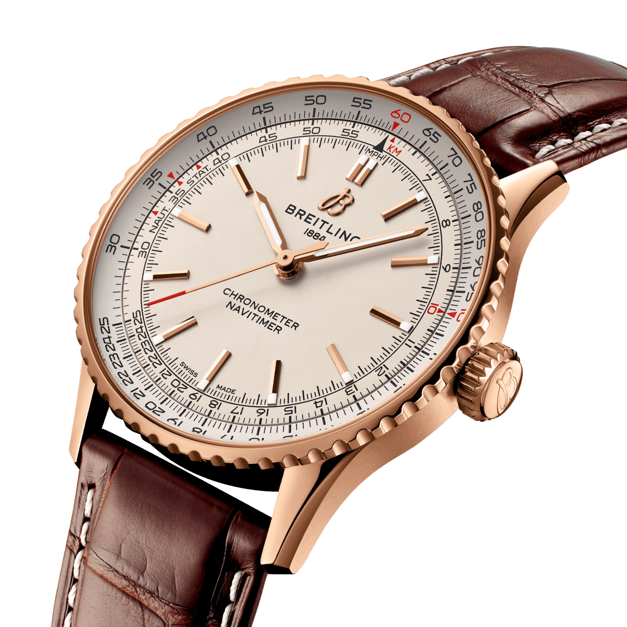 Breitling Navitimer Automatic 41 18K Red Gold Leather | AMJ Watches