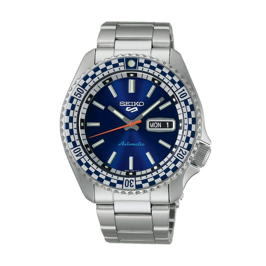 Seiko 5 Sports Petrol Blue ‘Checker Flag’ Special Edition | AMJ Watches