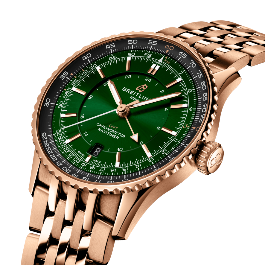 Breitling Navitimer Automatic GMT 41 18K Red Gold | AMJ Watches