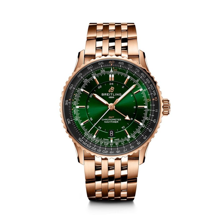 Breitling Navitimer Automatic GMT 41 18K Red Gold | AMJ Watches