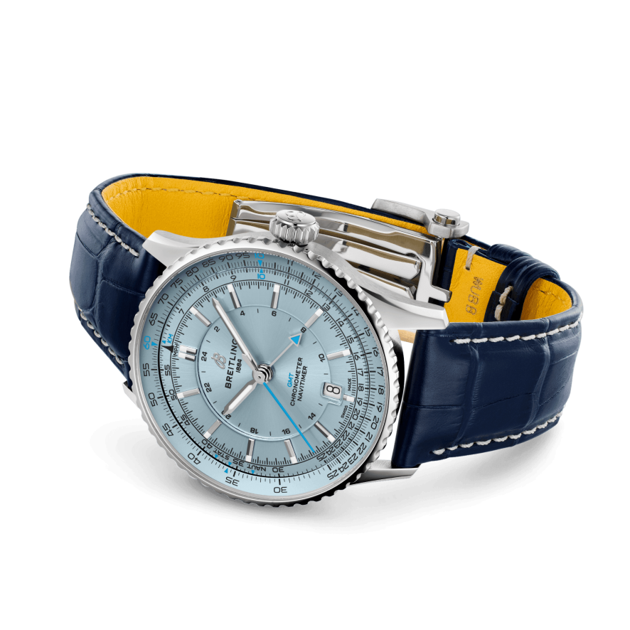 Breitling Navitimer Automatic GMT 41 Ice Blue Leather | AMJ Watches