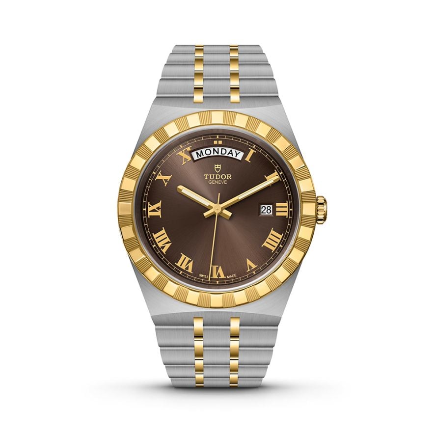 TUDOR Royal 41 Day & Date Steel & Gold Chocolate Brown | AMJ Watches